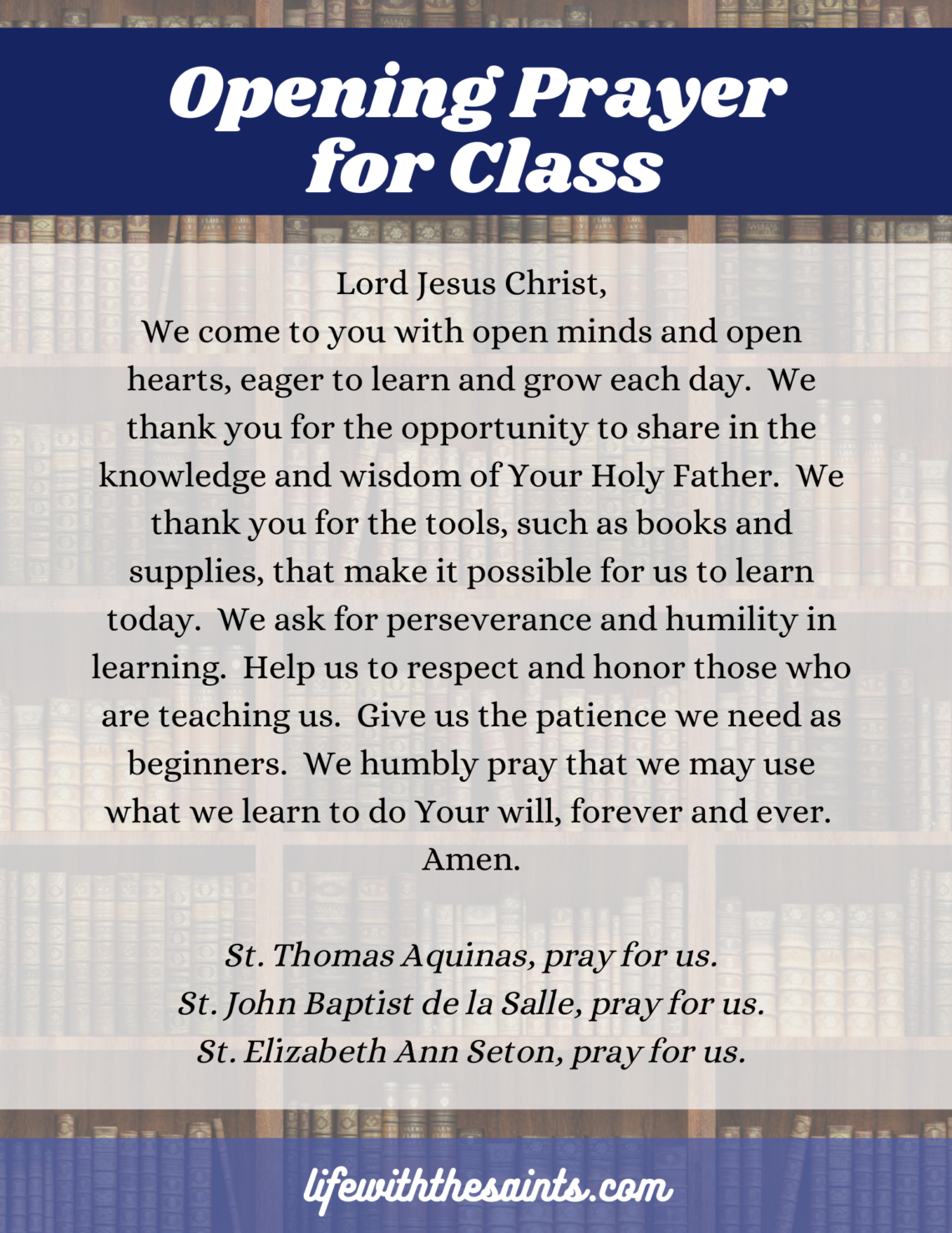 Opening Prayer for Class (FREE classroom printable PDFs!) - Life with ...