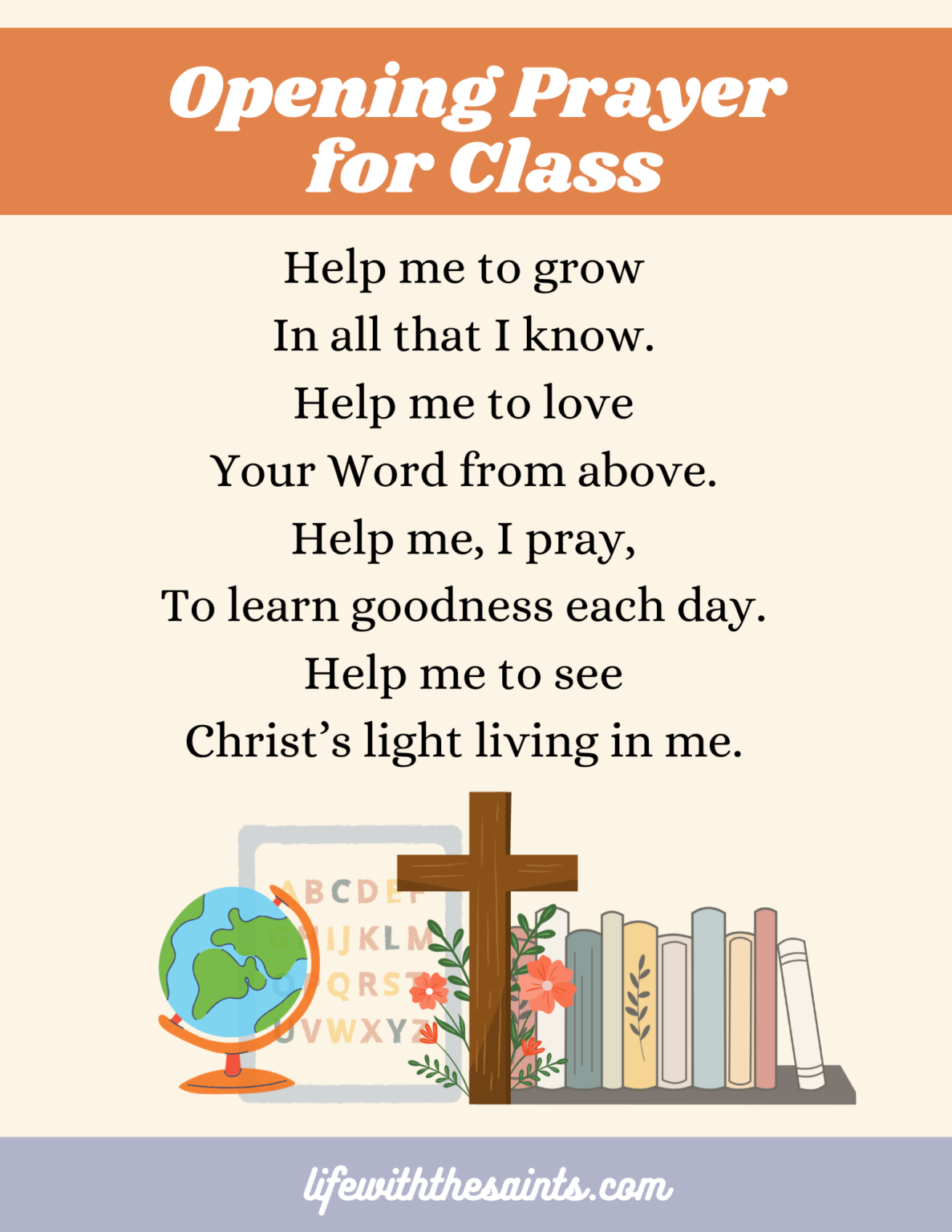 Opening Prayer for Class (FREE classroom printable PDFs!) - Life with the Saints